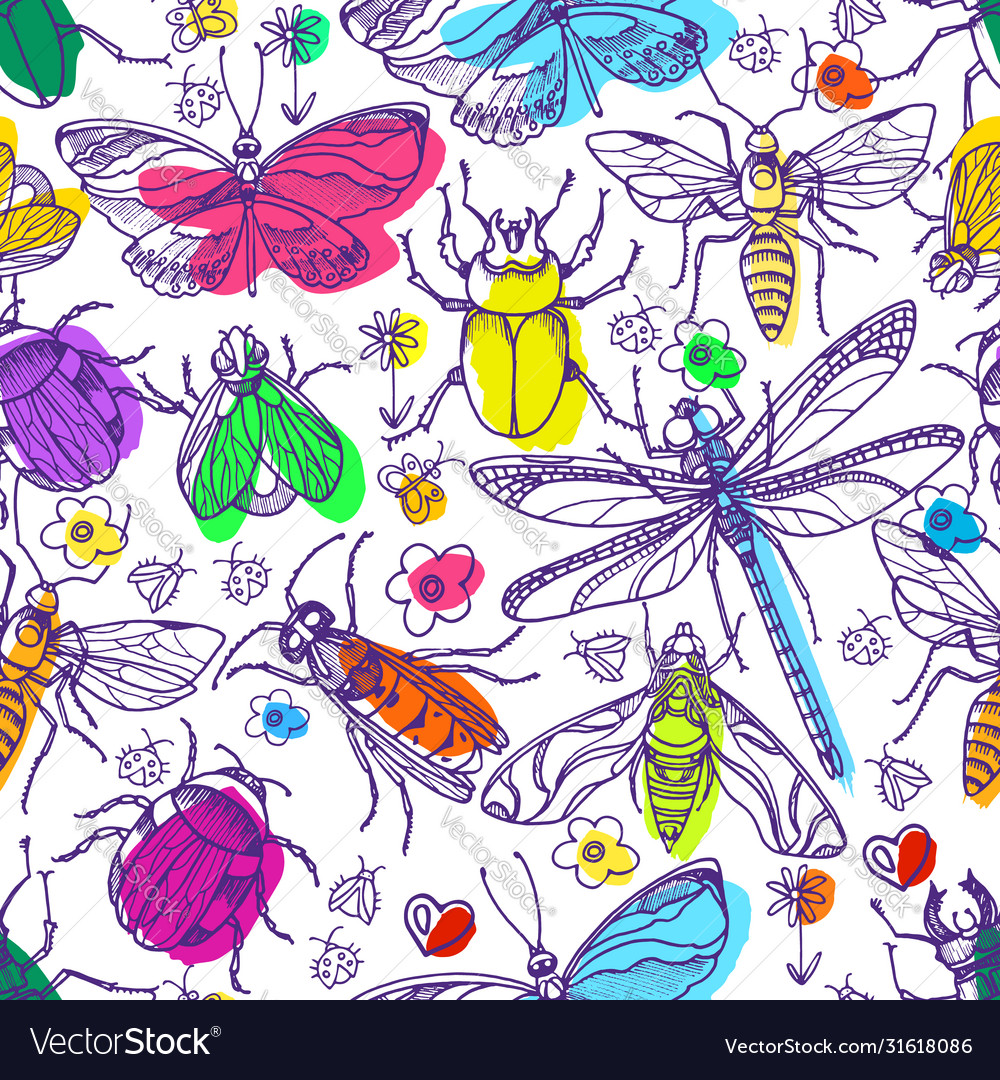 Pattern insect set 3 Royalty Free Vector Image