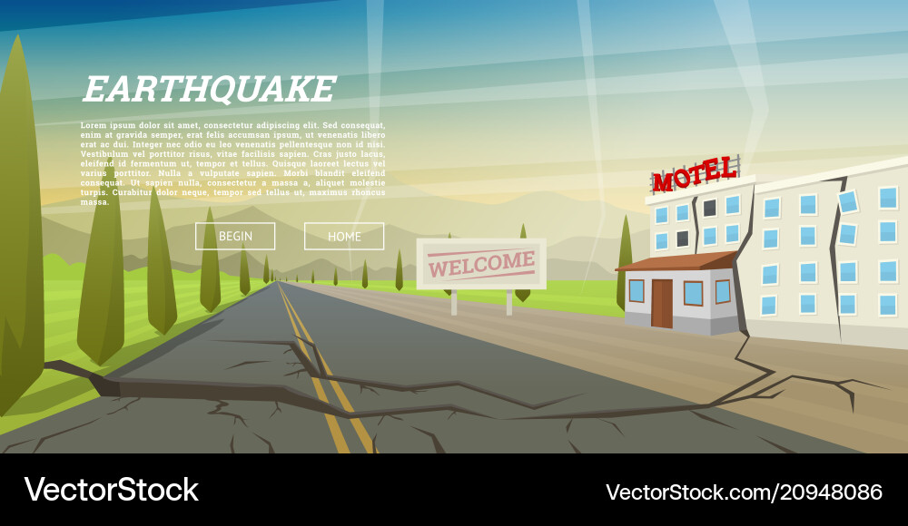 Realistic earthquake with ground crevice and Vector Image