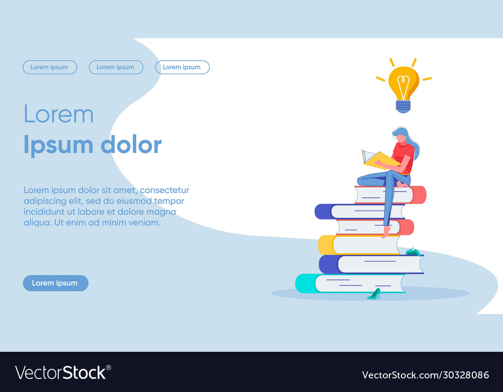 Study process flat landing page template Vector Image