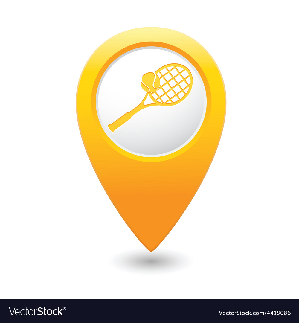 Tennis map pointer yellow Royalty Free Vector Image