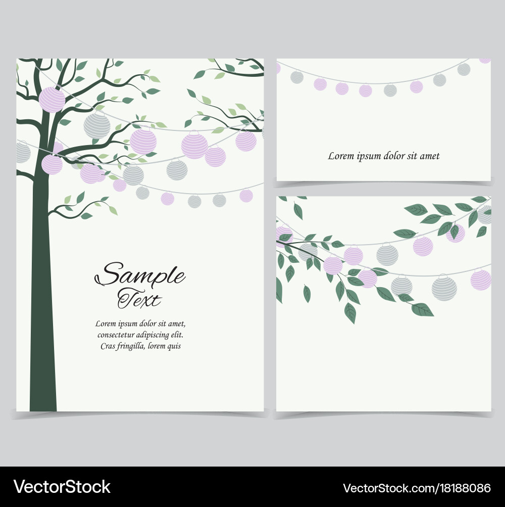 Trees and chain lanterns Royalty Free Vector Image