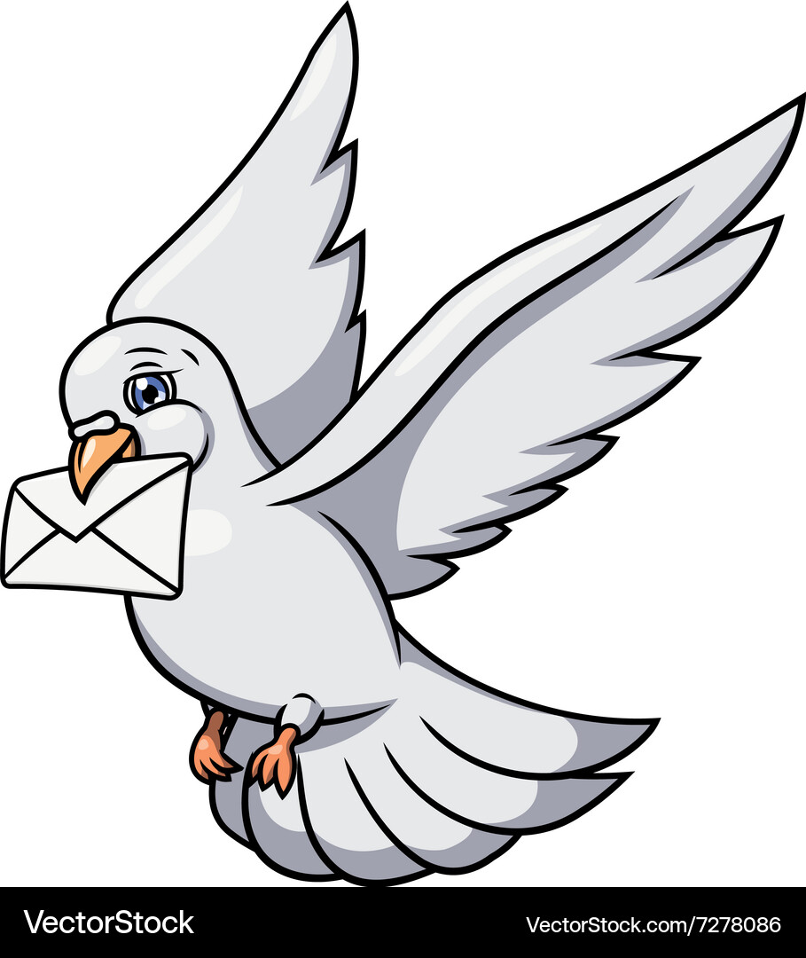 White pigeon is carrying letter 2 Royalty Free Vector Image