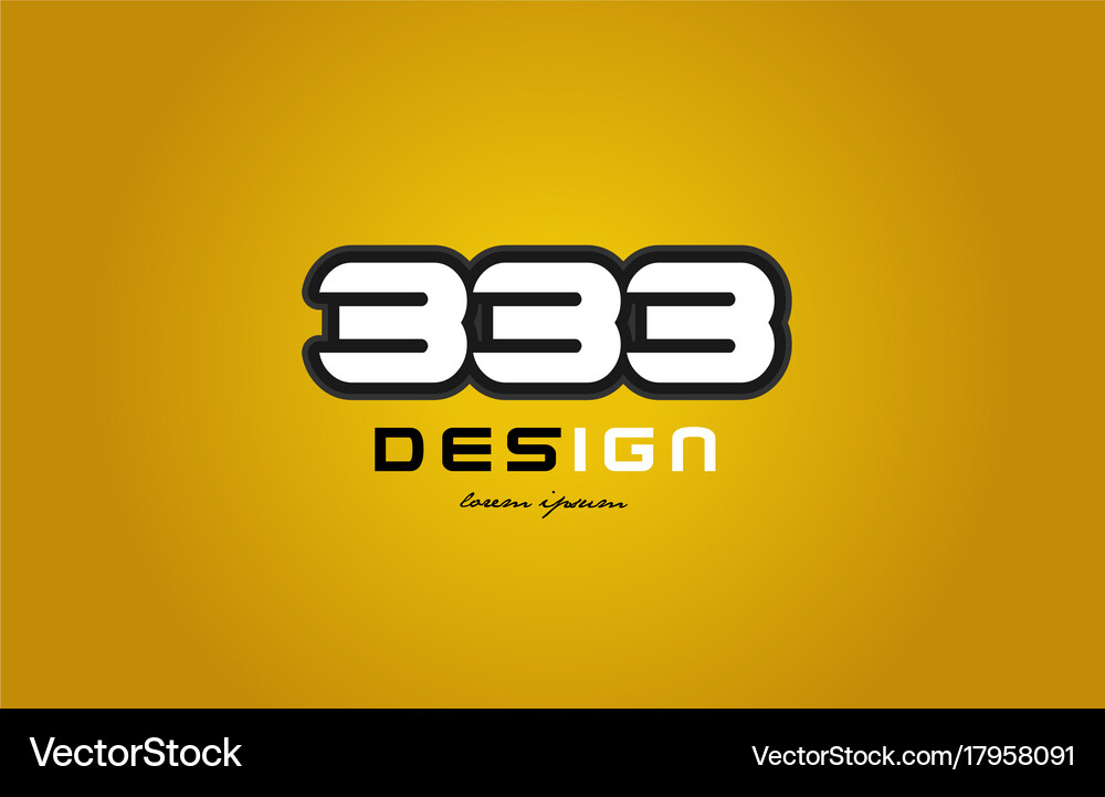 333 number numeral digit white on yellow Vector Image