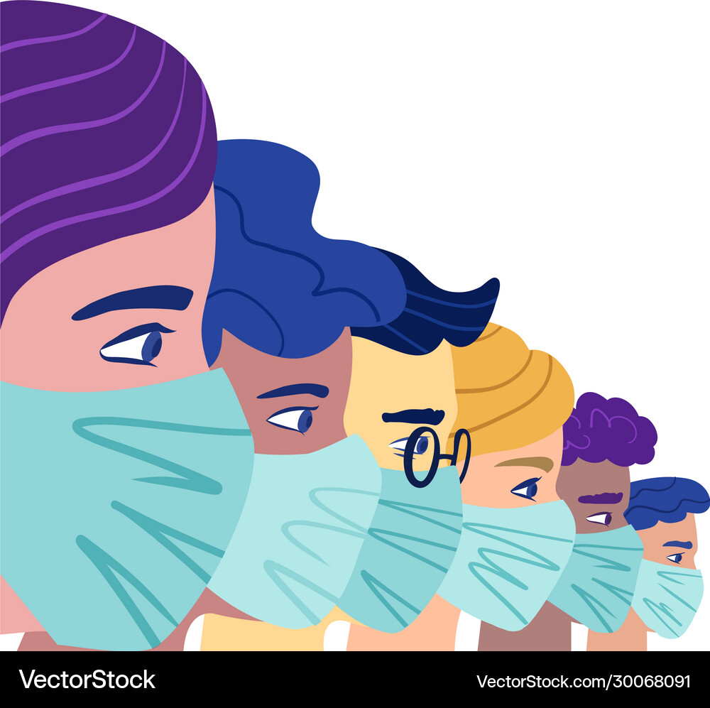 A group people wearing a protective medical Vector Image