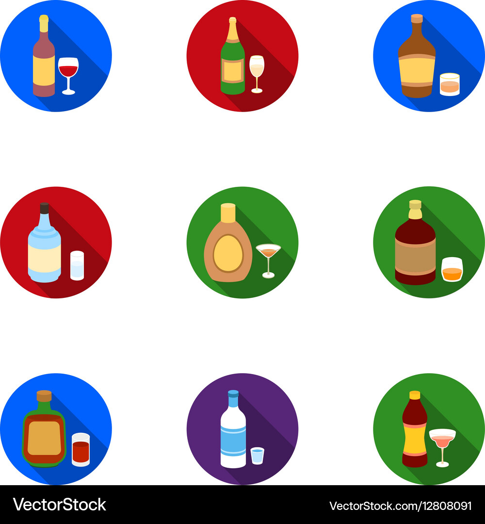 Alcohol set icons in flat style big collection Vector Image