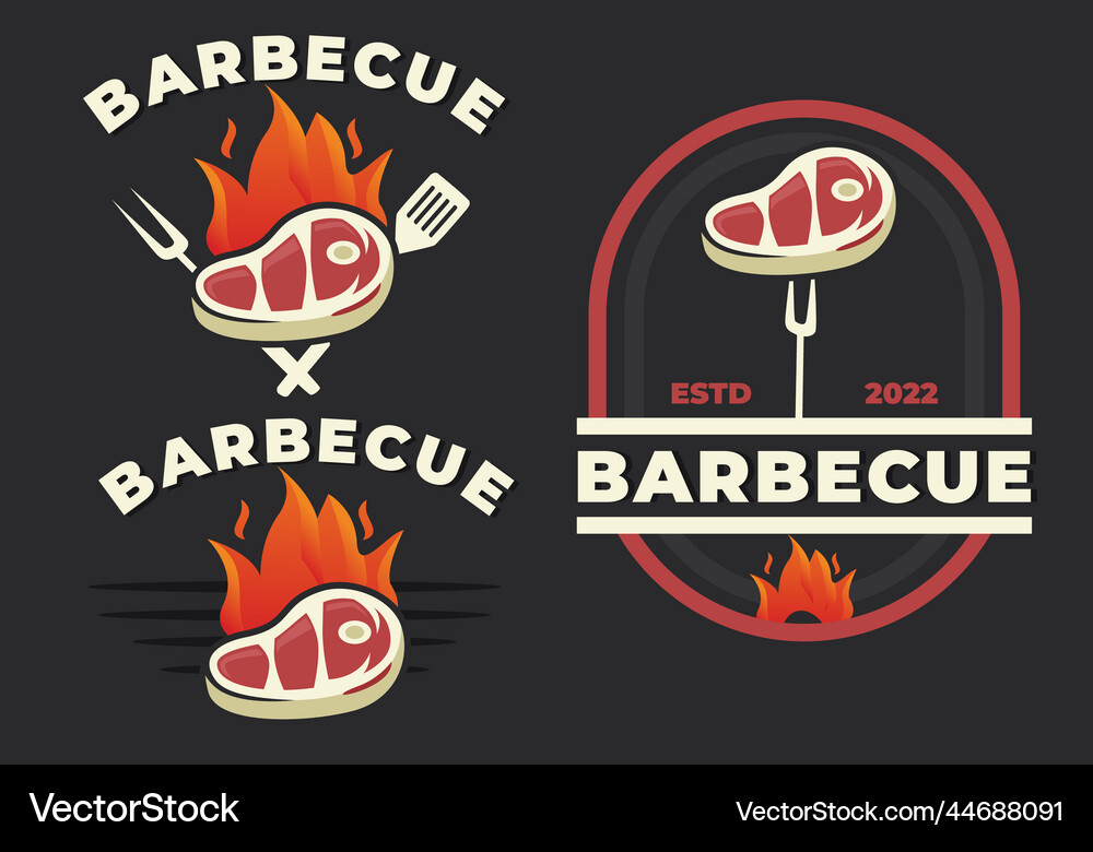 Barbecue roast grill logo design beef meat Vector Image