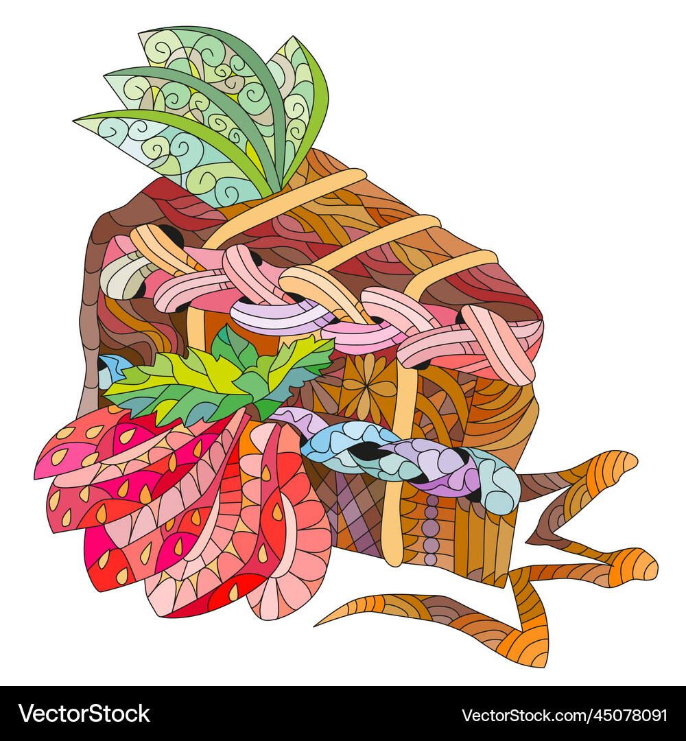 Chocolate cake with apple slices and sliced Vector Image