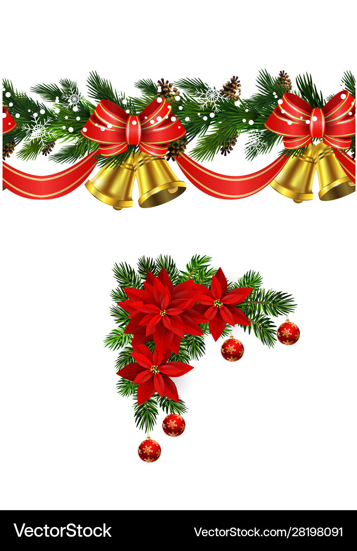 Christmas border decoration collection Royalty Free Vector