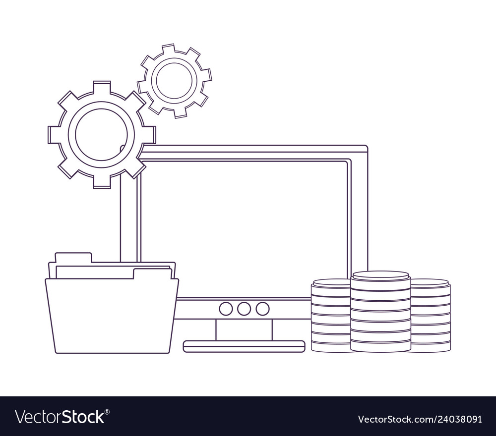 Computer with documents Royalty Free Vector Image