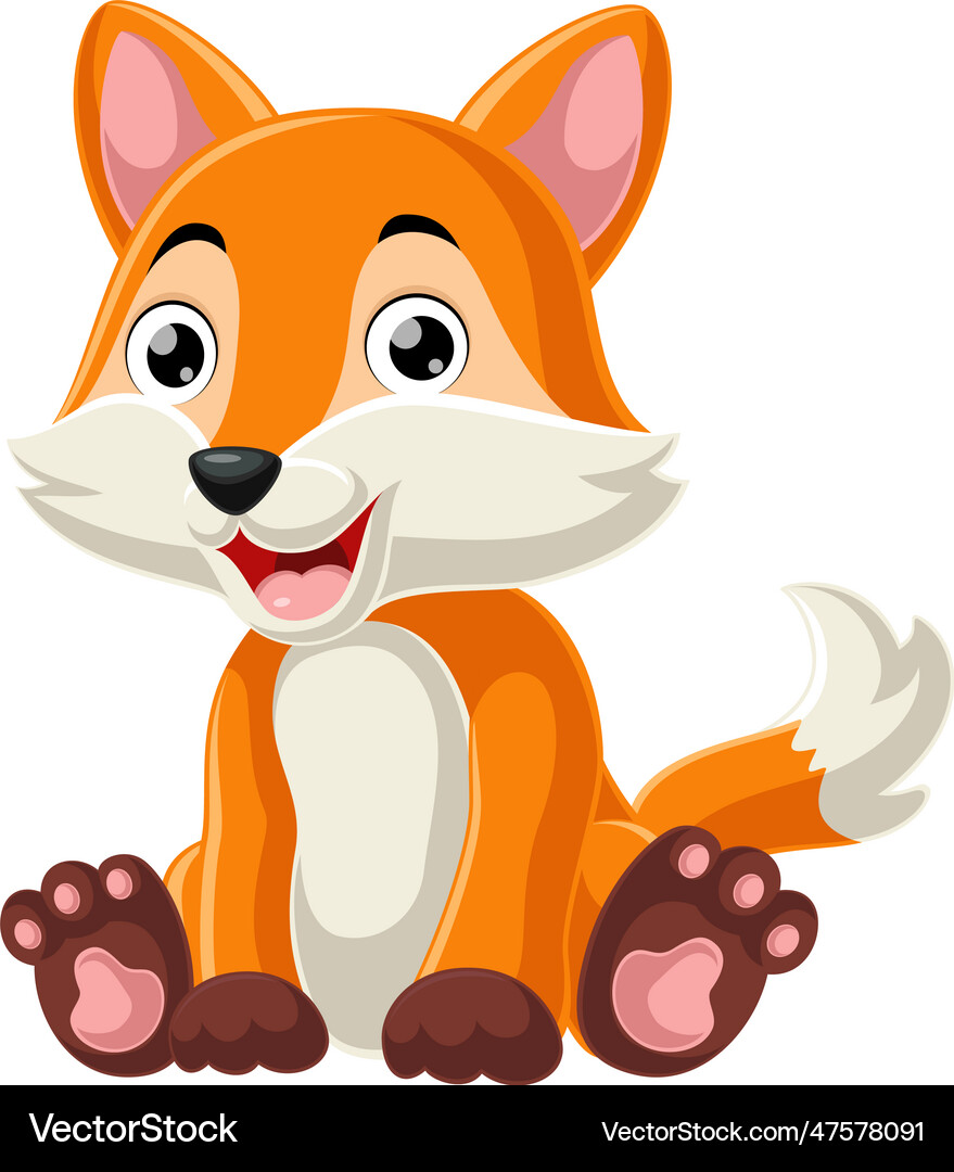 Cute little fox cartoon sitting Royalty Free Vector Image