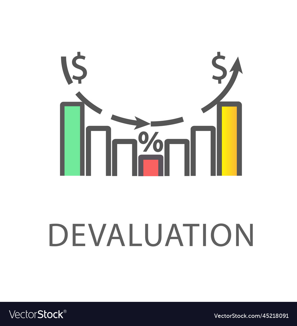 Devaluation line icon Royalty Free Vector Image