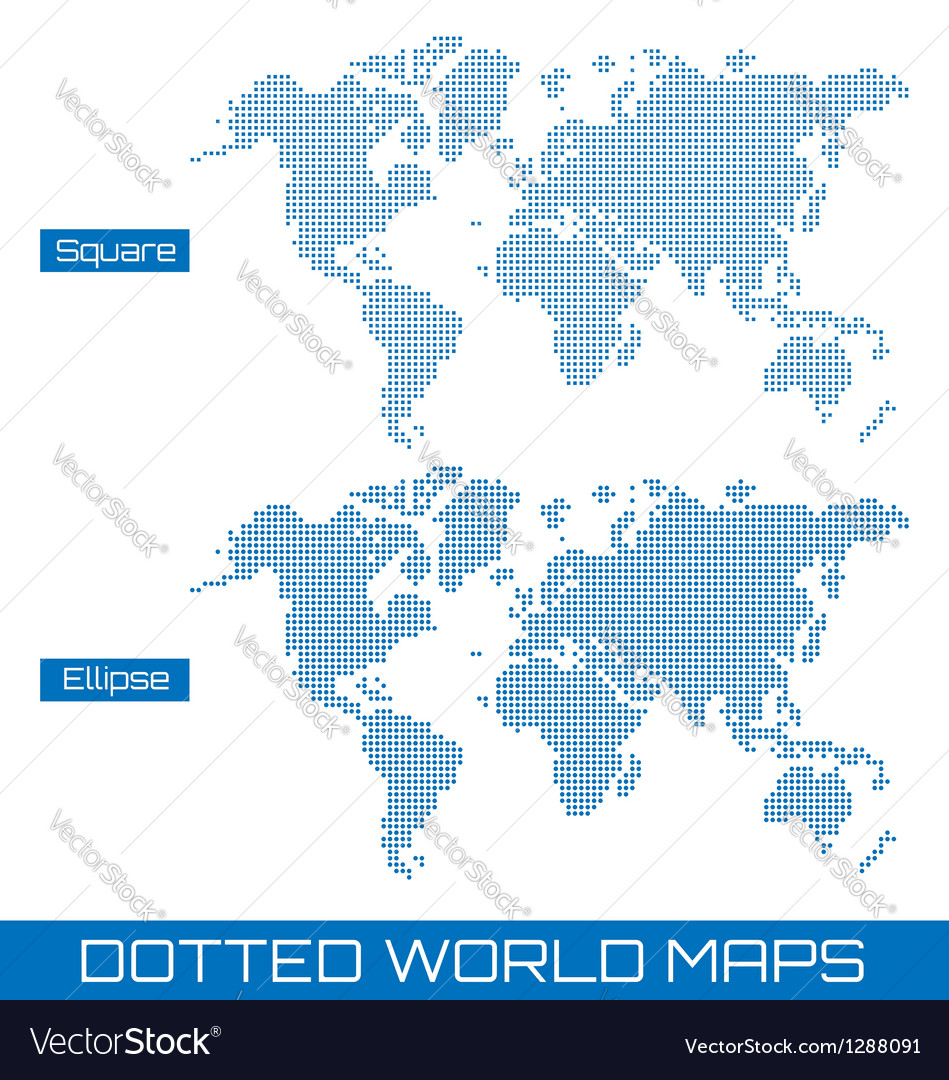 Dotted world maps Royalty Free Vector Image - VectorStock