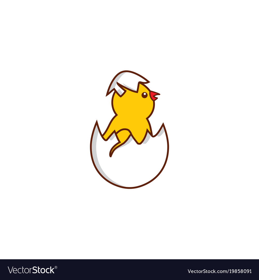 Flat cute chick hatching Royalty Free Vector Image