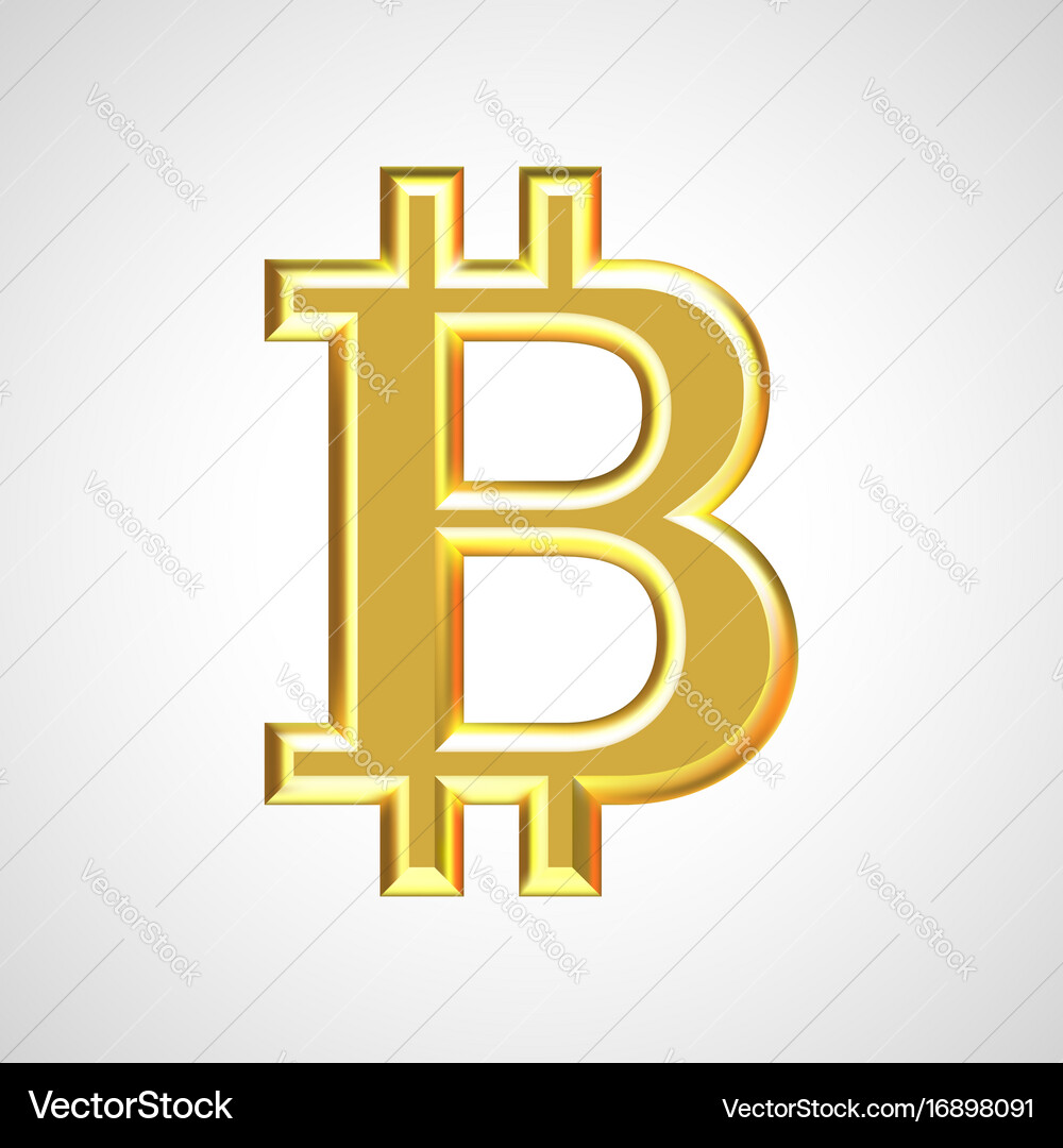 Golden bitcoin sign symbol Royalty Free Vector Image