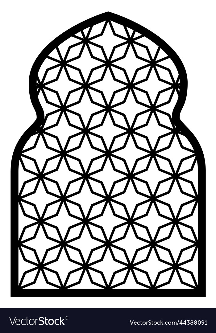 Middle eastern line pattern in arabic window shape