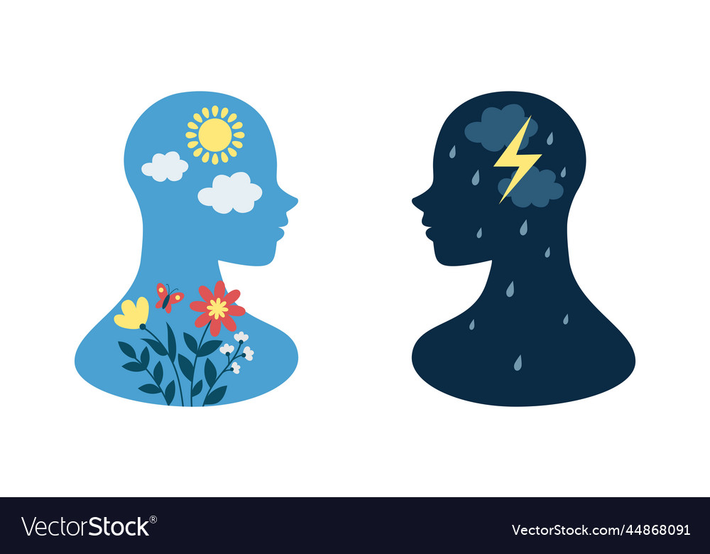 Positive negative thinking depressed changes Vector Image Positive negative thinking depressed changes Vector Image