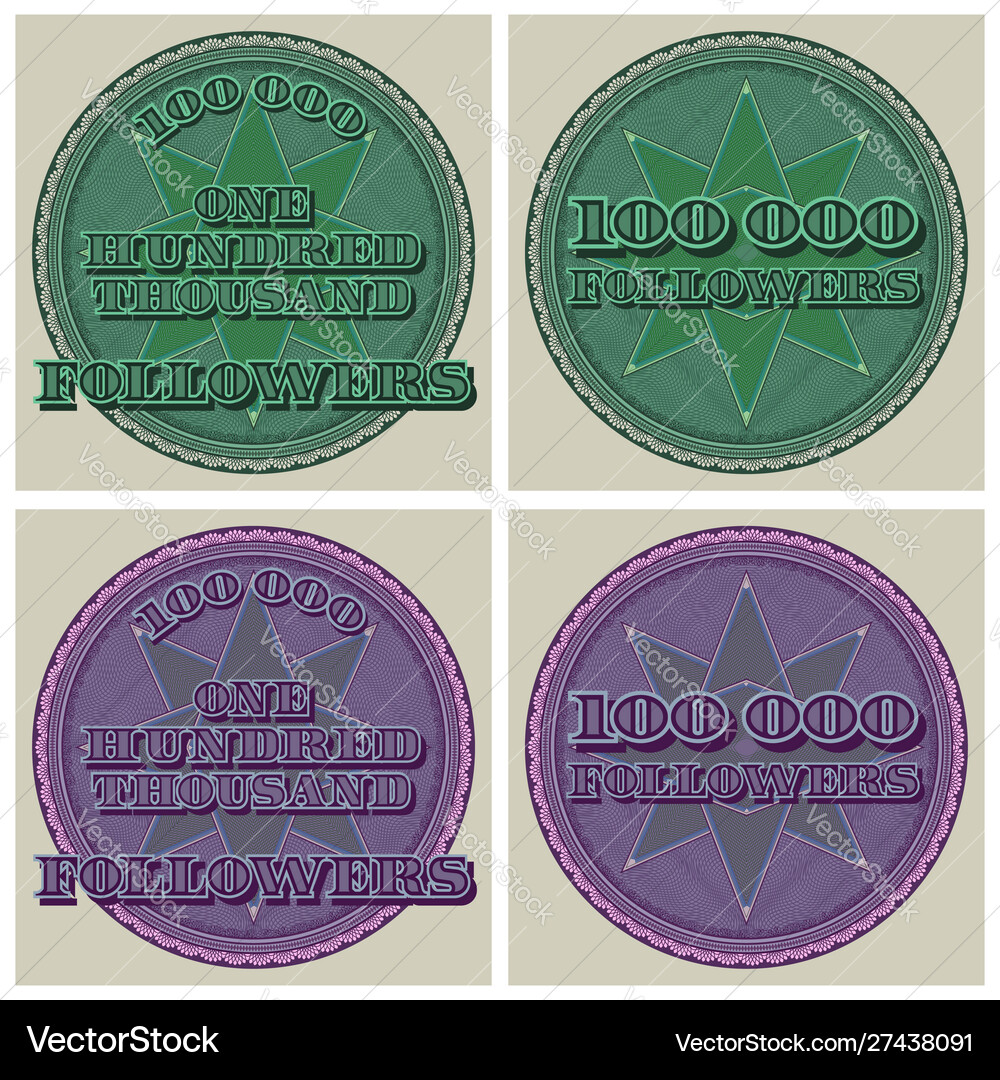 Round sticker with a guilloche grid 100000 Vector Image