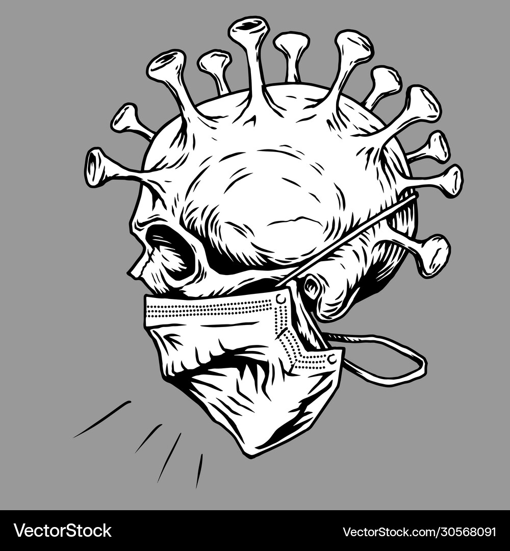 Skull face in medical mask Royalty Free Vector Image
