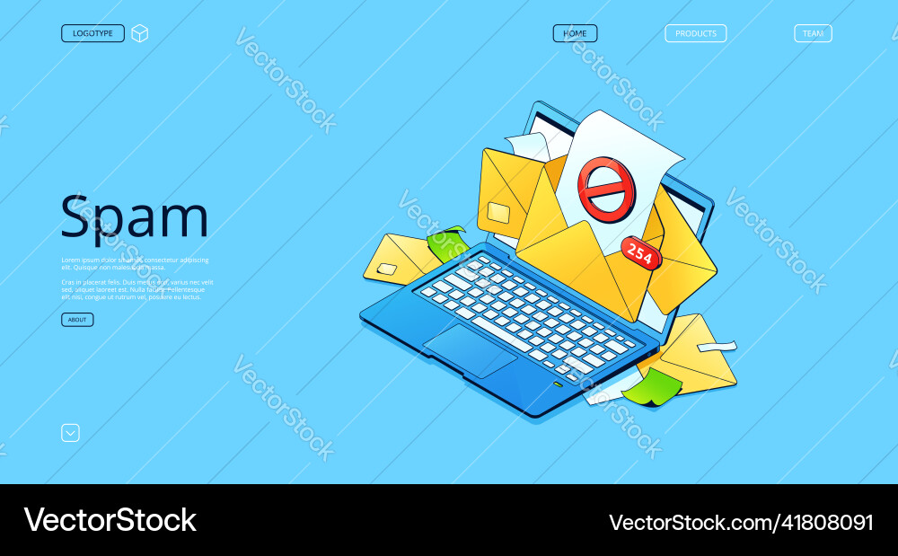 Spam isometric landing page with letter envelopes Vector Image