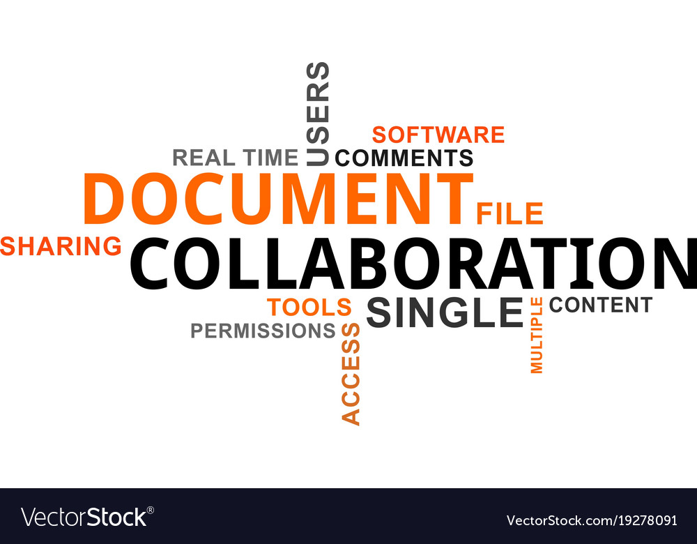 Word cloud - document collaboration Royalty Free Vector