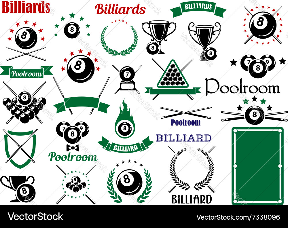 Billiards and pool items for sport game design Vector Image