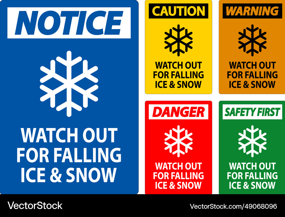 Caution sign watch out for falling ice and snow Vector Image