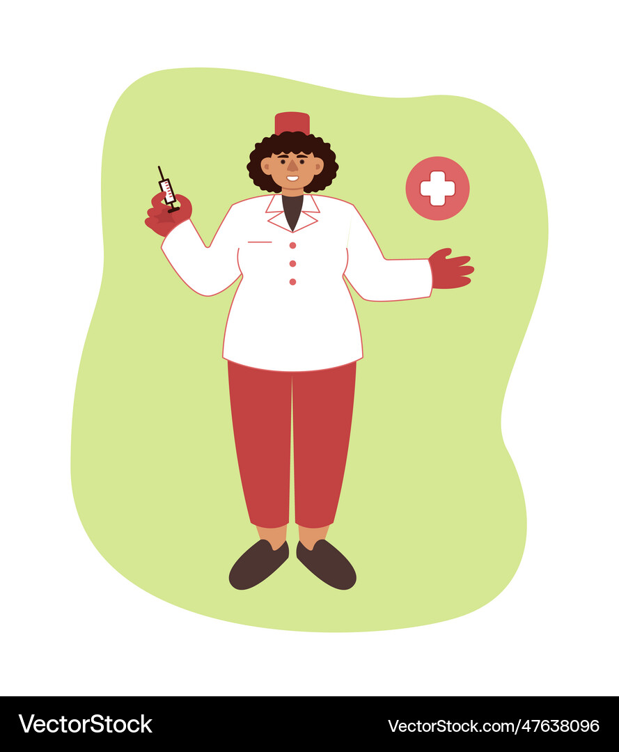 Female character invites you to get vaccinated Vector Image