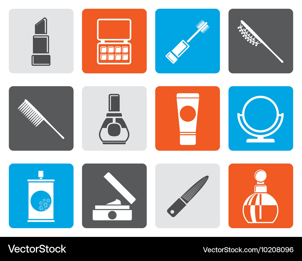 Flat beauty cosmetic and make-up icons Royalty Free Vector