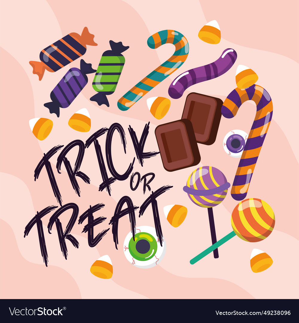 Halloween candies poster trick or treat Royalty Free Vector