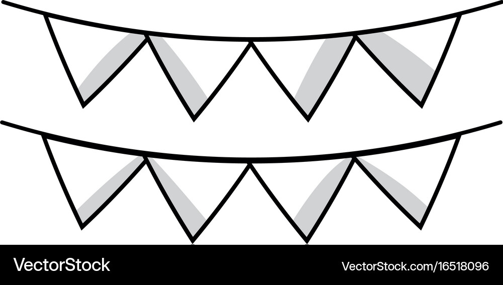 Line cute party flag decoration design Royalty Free Vector