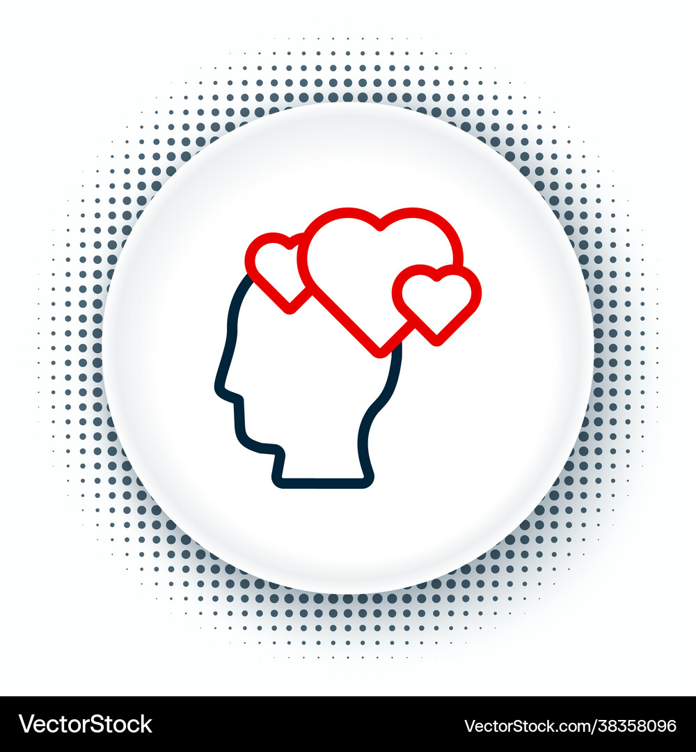 Line human head with heart icon isolated on white Vector Image