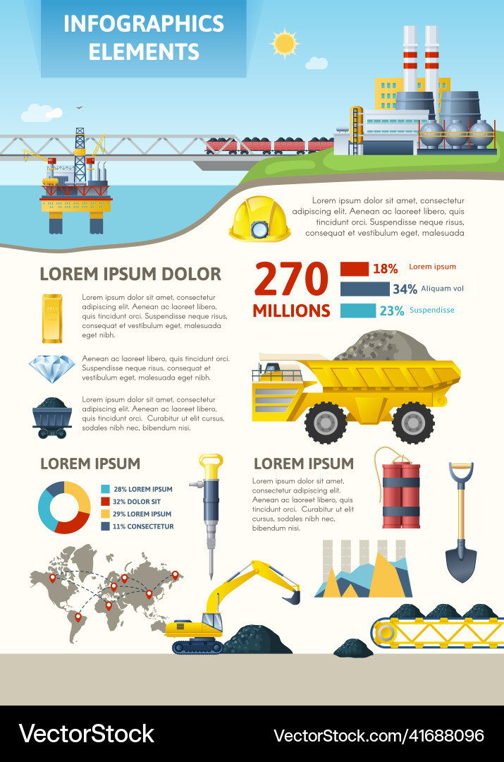 Mining industry infodraphics Royalty Free Vector Image