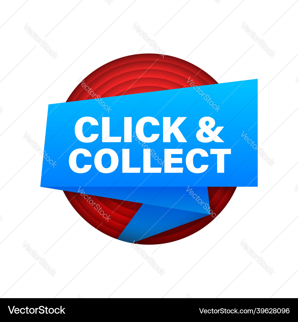 Ribbon click and collect banner flat style Vector Image
