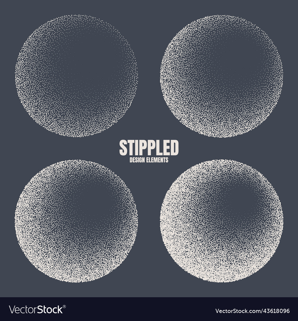 Round shaped dotted objects stipple elements Vector Image