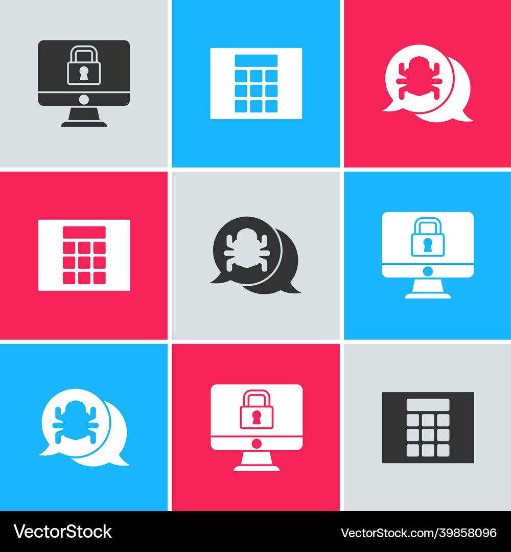 Set lock on monitor password protection Royalty Free Vector