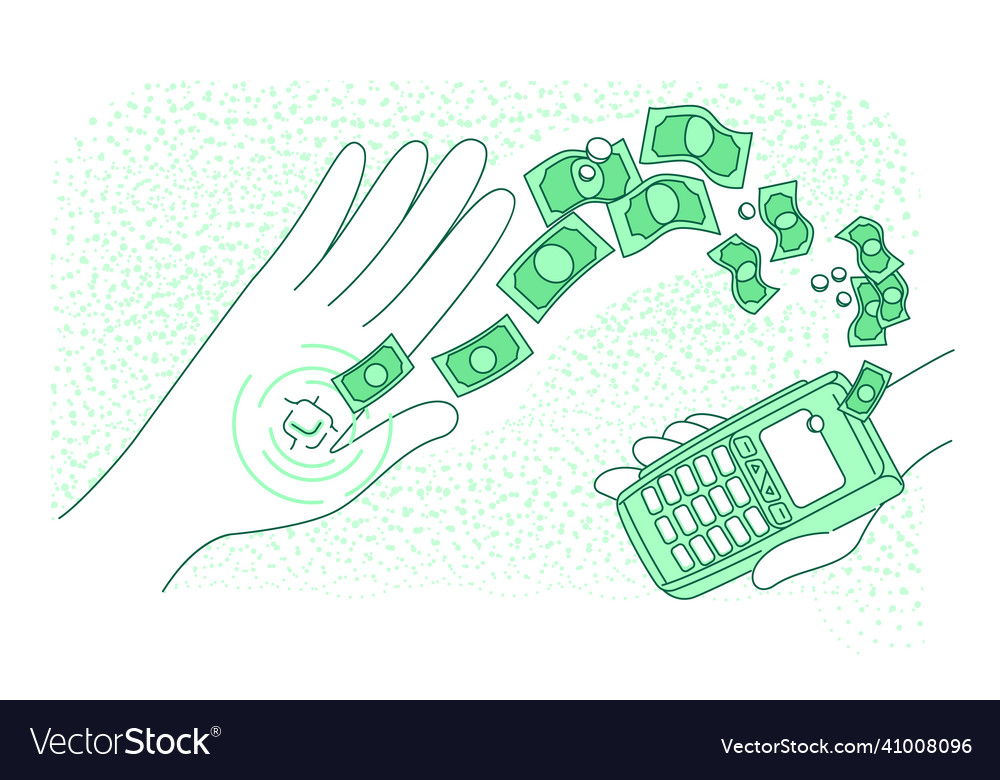 Smart microchip embedded in human hand thin line Vector Image