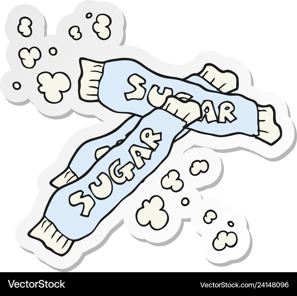 Sticker of a cartoon packets sugar Royalty Free Vector Image