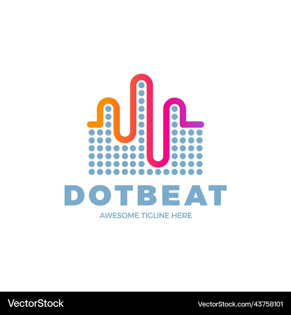 Audio sound wave logo template stock design line Vector Image