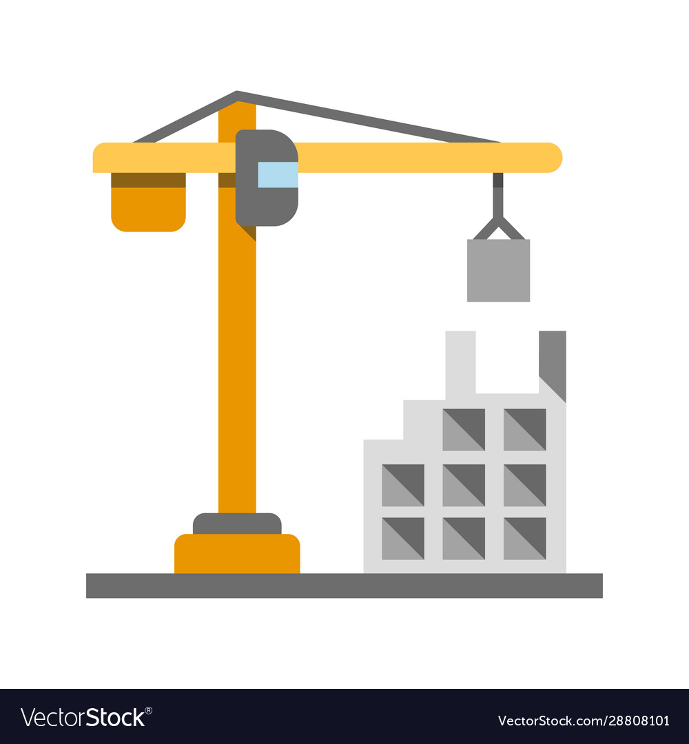 Building constructing flat design long shadow Vector Image
