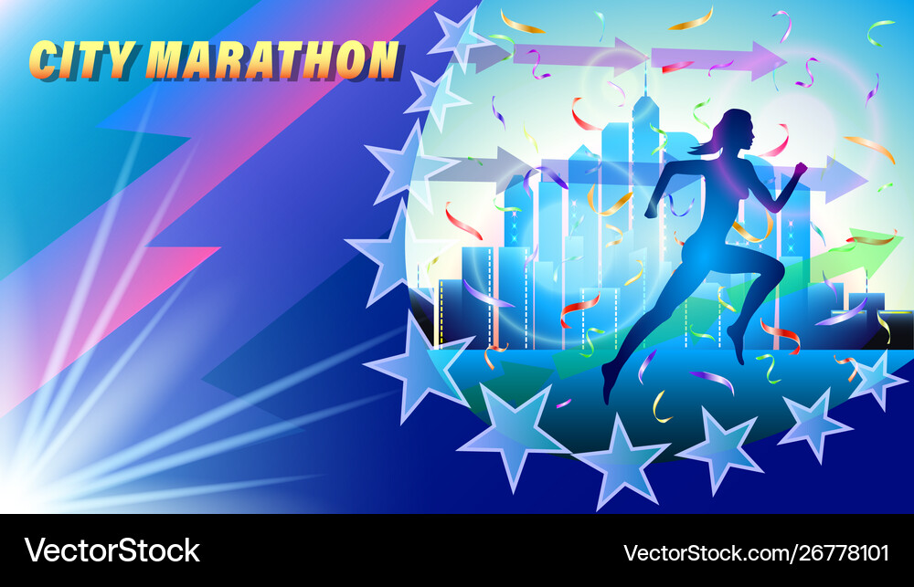 City marathon banner poster Royalty Free Vector Image