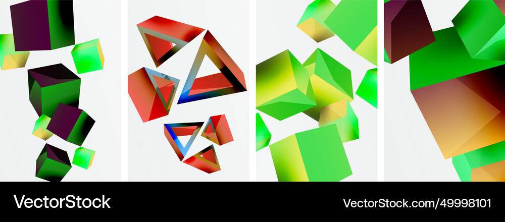 Composition of 3d cubes and other geometric Vector Image