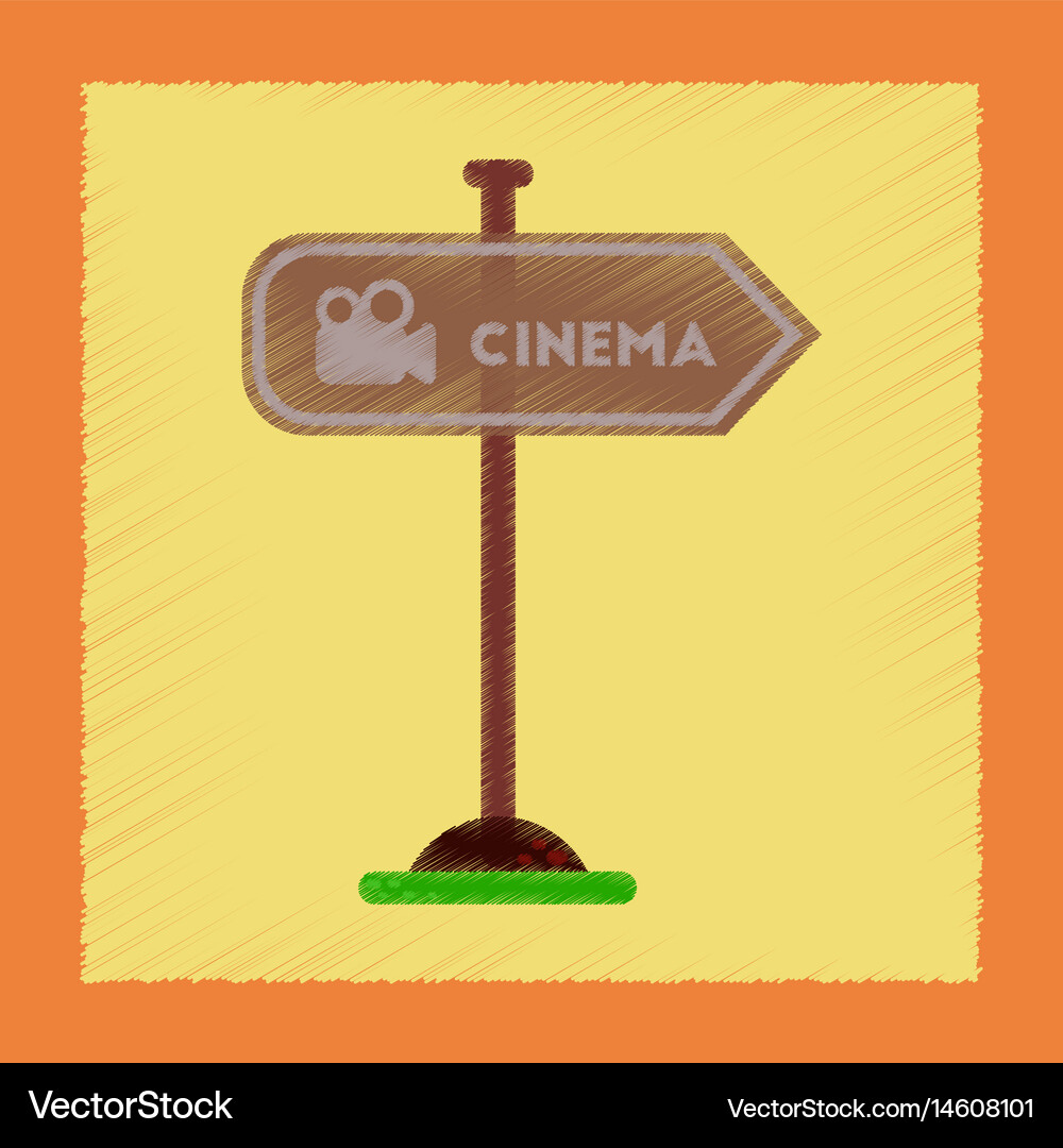 Flat shading style icon cinema sign Royalty Free Vector