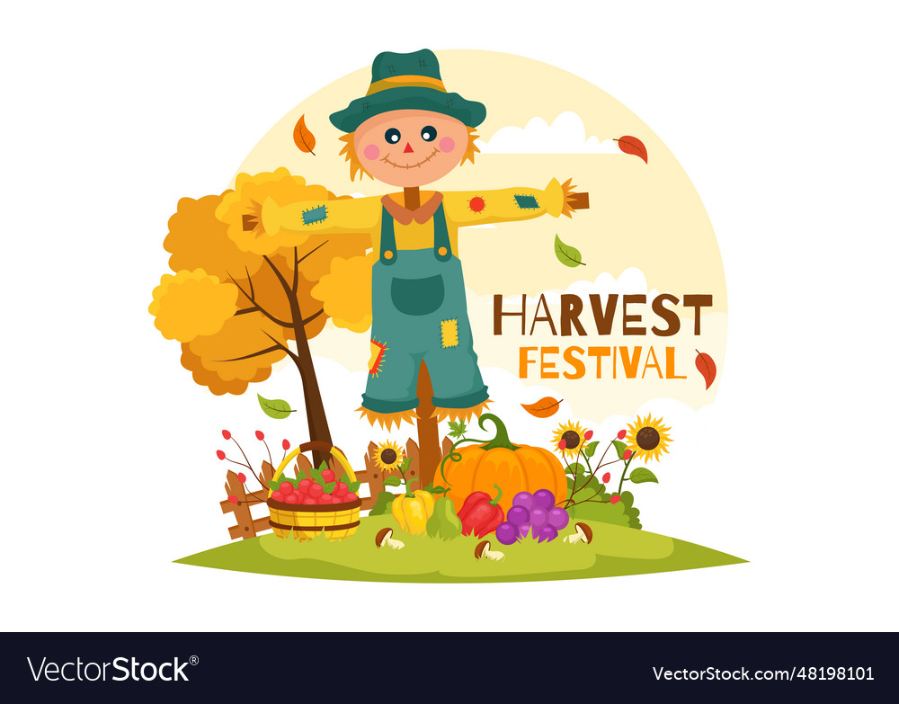 Happy harvest festival of autumn season Royalty Free Vector