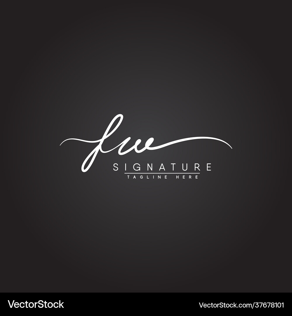 Initial letter fw logo - hand drawn signature Vector Image