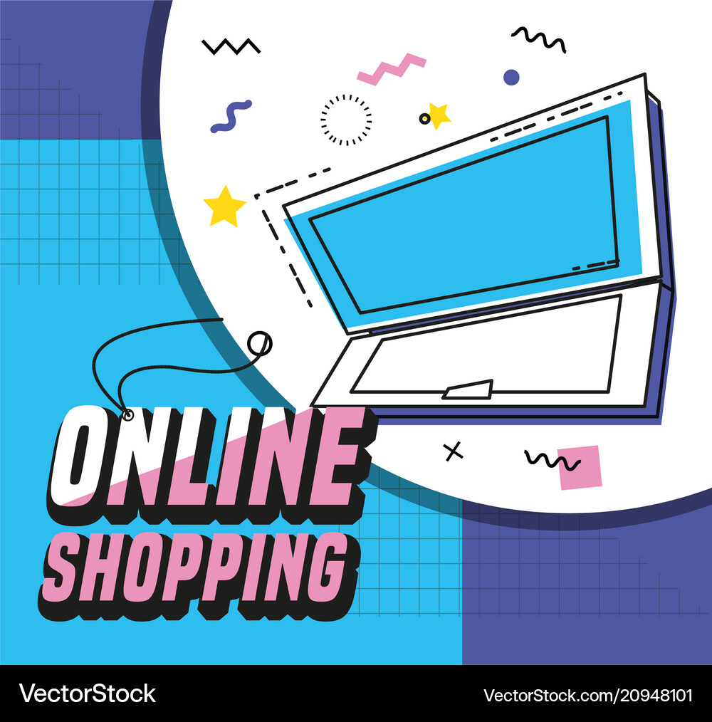 Laptop computer with shopping online concept Vector Image