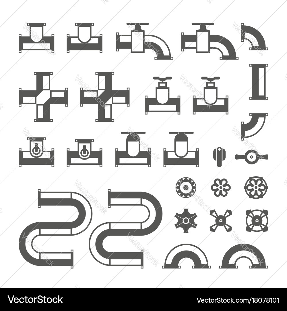 Monochrome pipes and valves - modern Royalty Free Vector