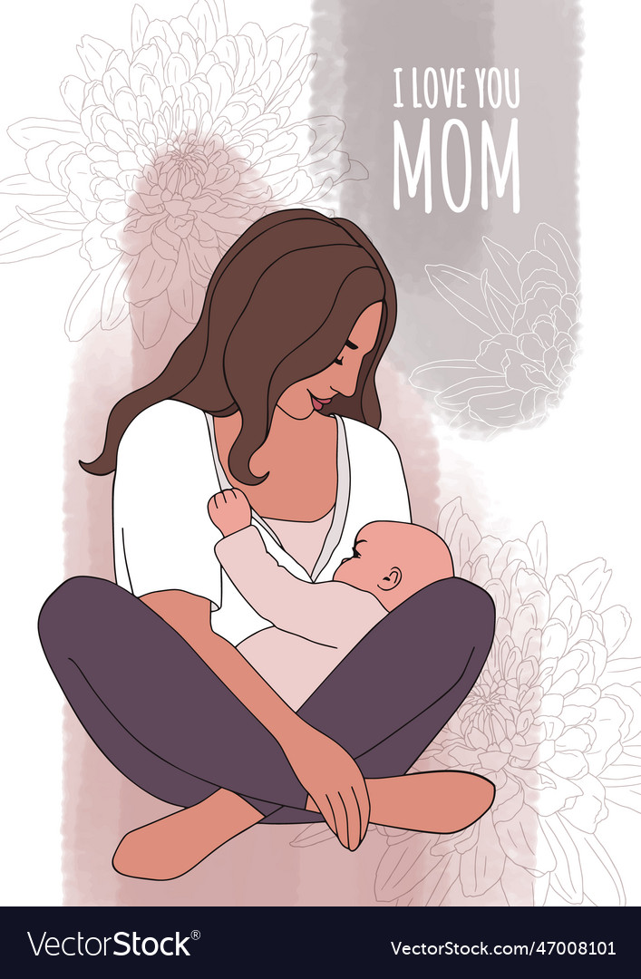 Mothers day card a woman holds her newborn baby Vector Image