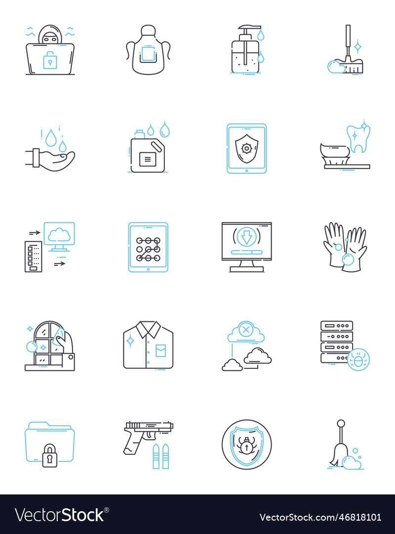 Securing Linear Icons Set Encryption Passwords Vector Image