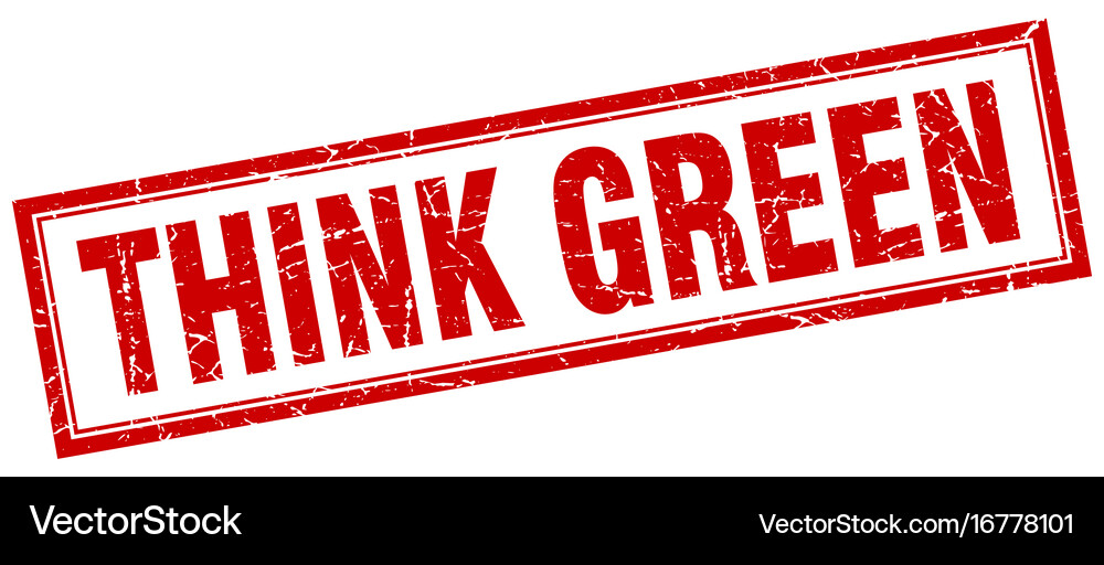 Think green red square grunge stamp on white Vector Image