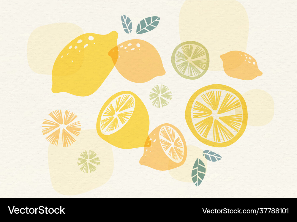 Yellow lemon pattern Royalty Free Vector Image
